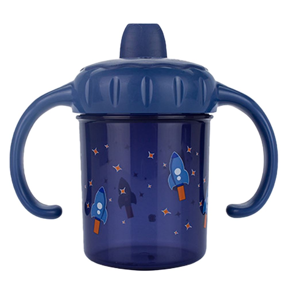 Copo de Treinamento Pimpolho C/Bico Emborrachado 250ml Azul/Foguete | Armazém dos Cosméticos