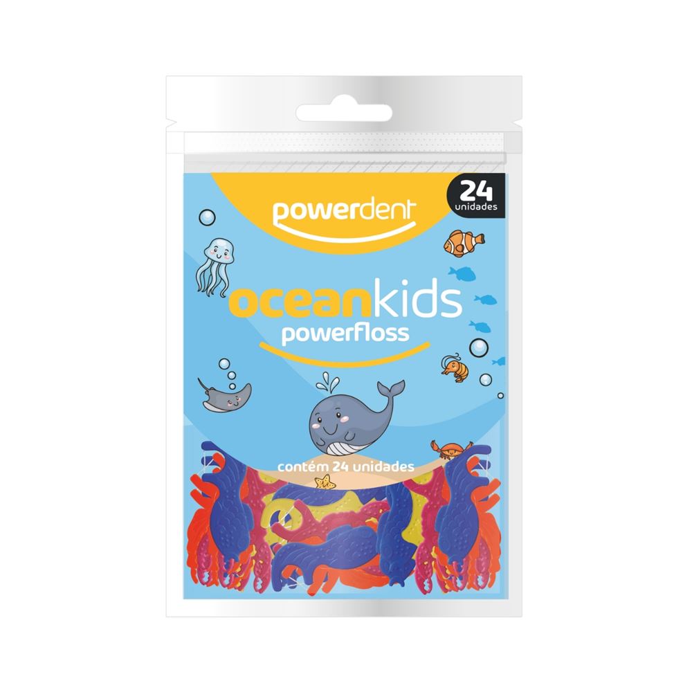 Fio Dental Powerdent Ocean Kids Power Floss C/24un | Armazém dos Cosméticos