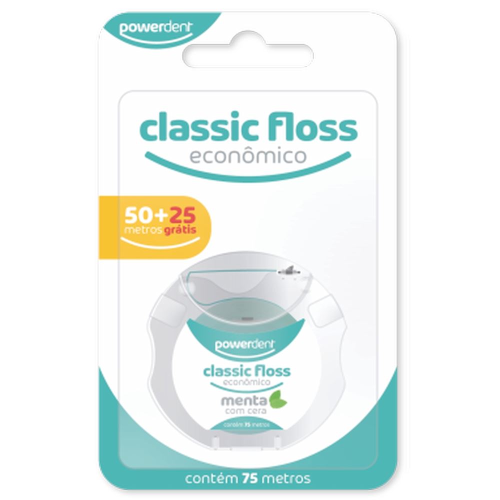 Fio Dental Powerdent Classicfloss Tradicional 50+25 Metros Ref. 2232 ...